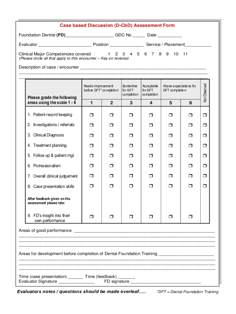 Fillable Online Case based Discussion (D-CbD) Assessment Form Fax Email ...