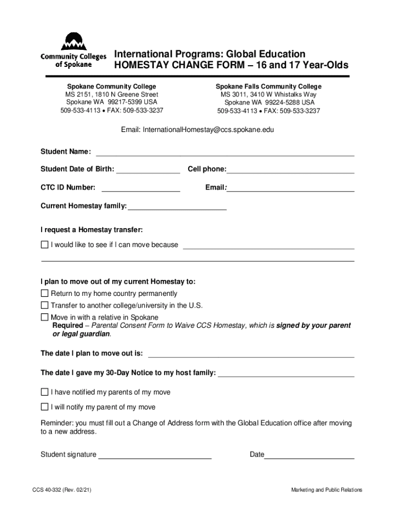 Fillable Online scc spokane TRAVEL PERMISSION FORM Parent Consent for ...