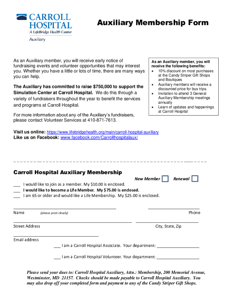 Fillable Online As an Auxiliary member, you will receive early notice ...