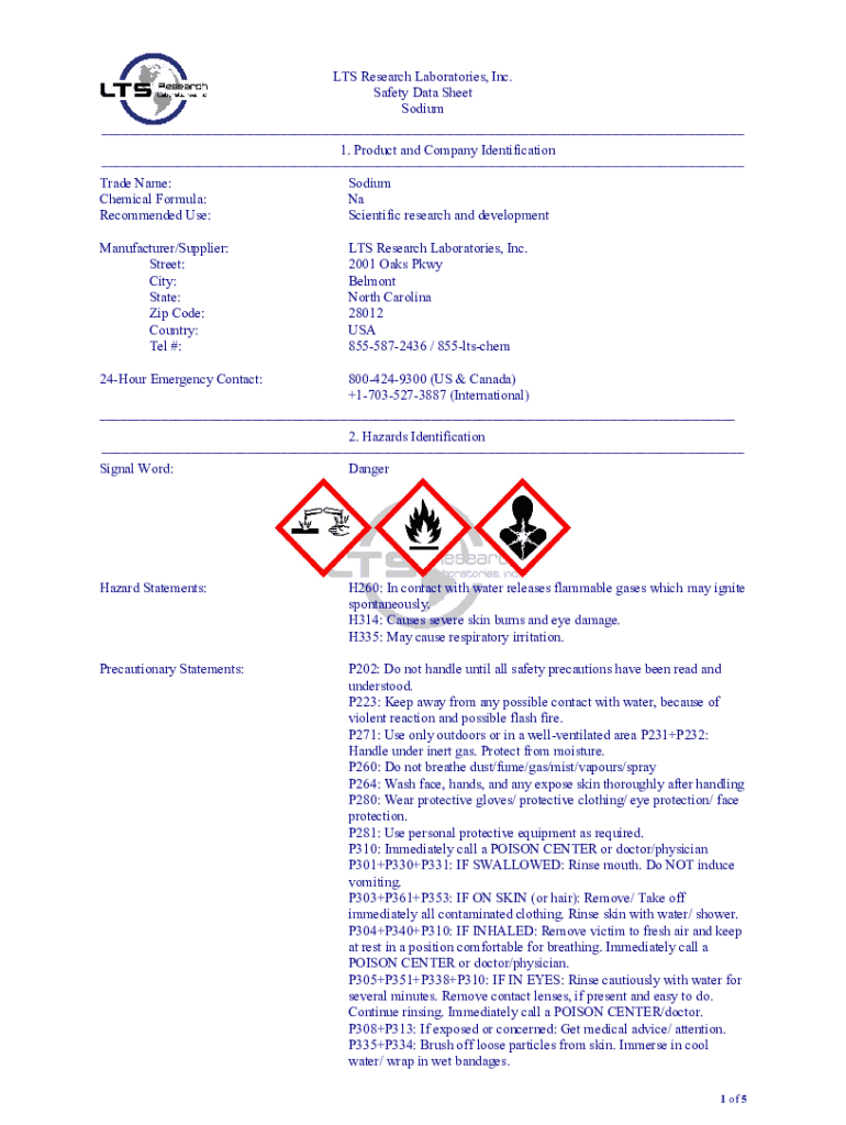 Fillable Online Material Safety Data Sheet for Sodium Fax Email Print ...