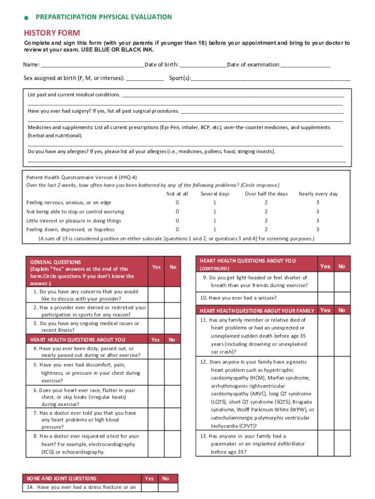 Fillable Online Preparticipation Physical Evaluation (PPE) - NET Fax ...