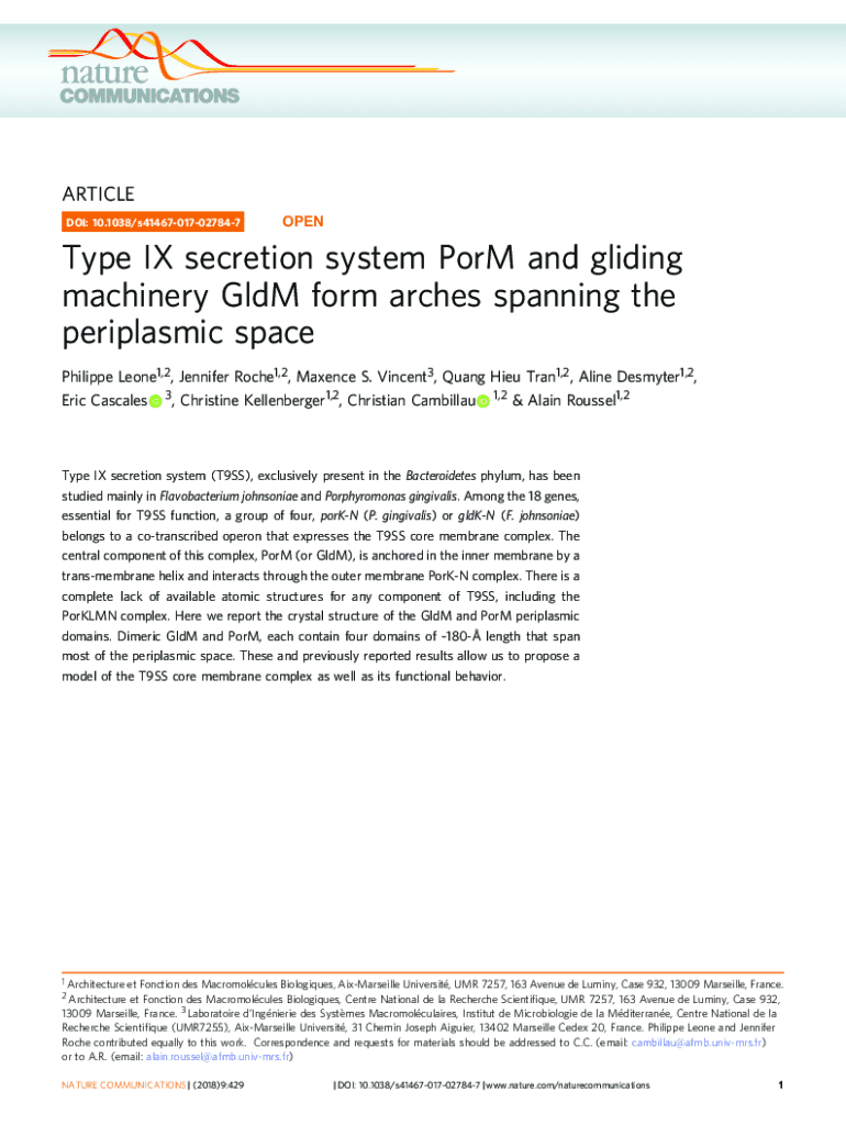 Fillable Online Type IX secretion system PorM and gliding machinery ...