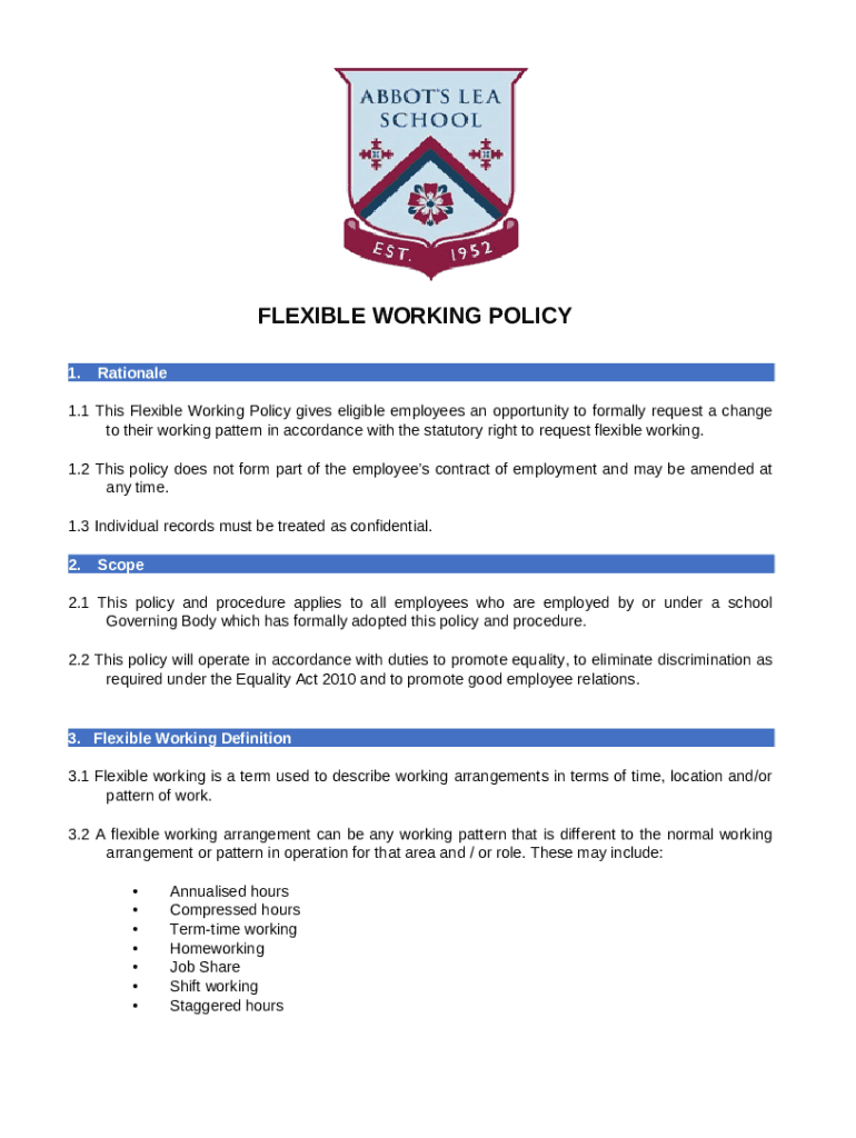 What Is A Flexible Working Policy? (+ free policy template) Doc Template | pdfFiller