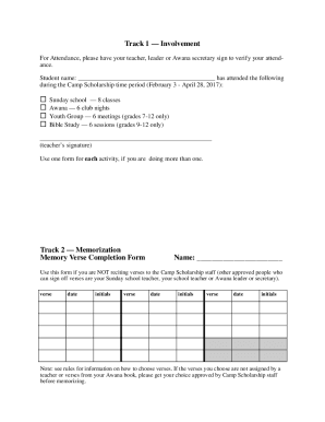 Fillable Online Memorization Memory Verse Completion Form Name Fax ...