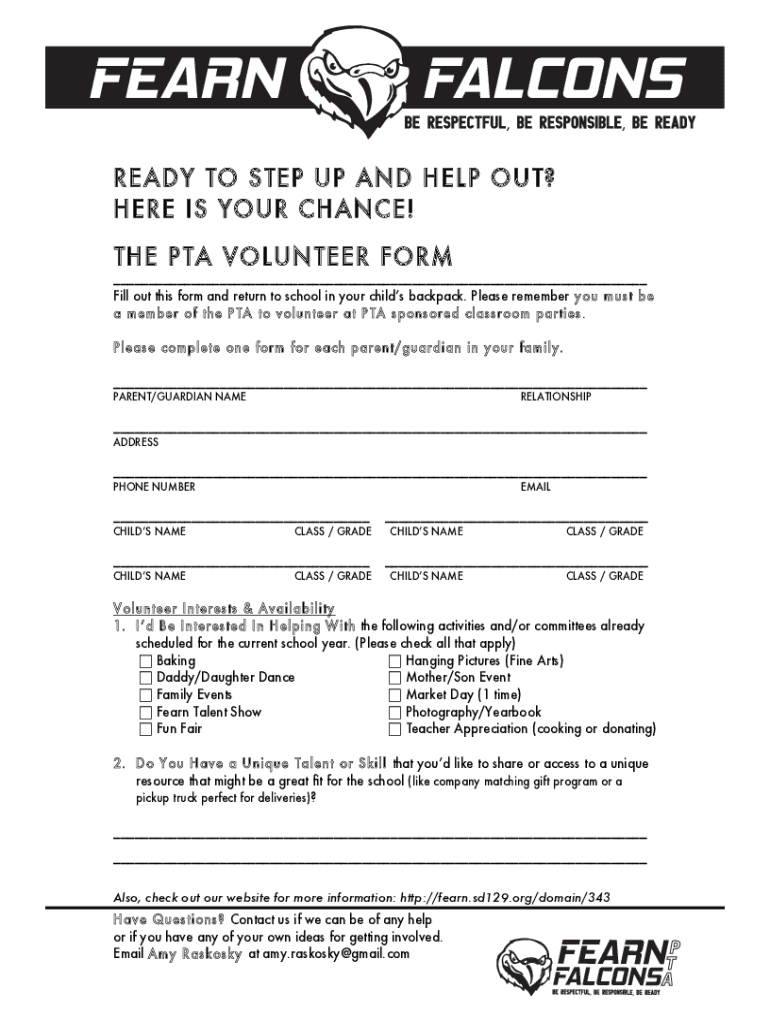 Fillable Online READY TO STEP UP AND HELP OUT? HERE IS YOUR ... Fax ...