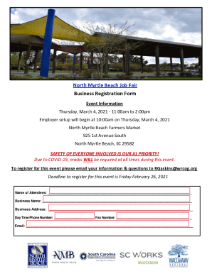 Fillable Online North Myrtle Beach Job Fair Business Registration Form ...
