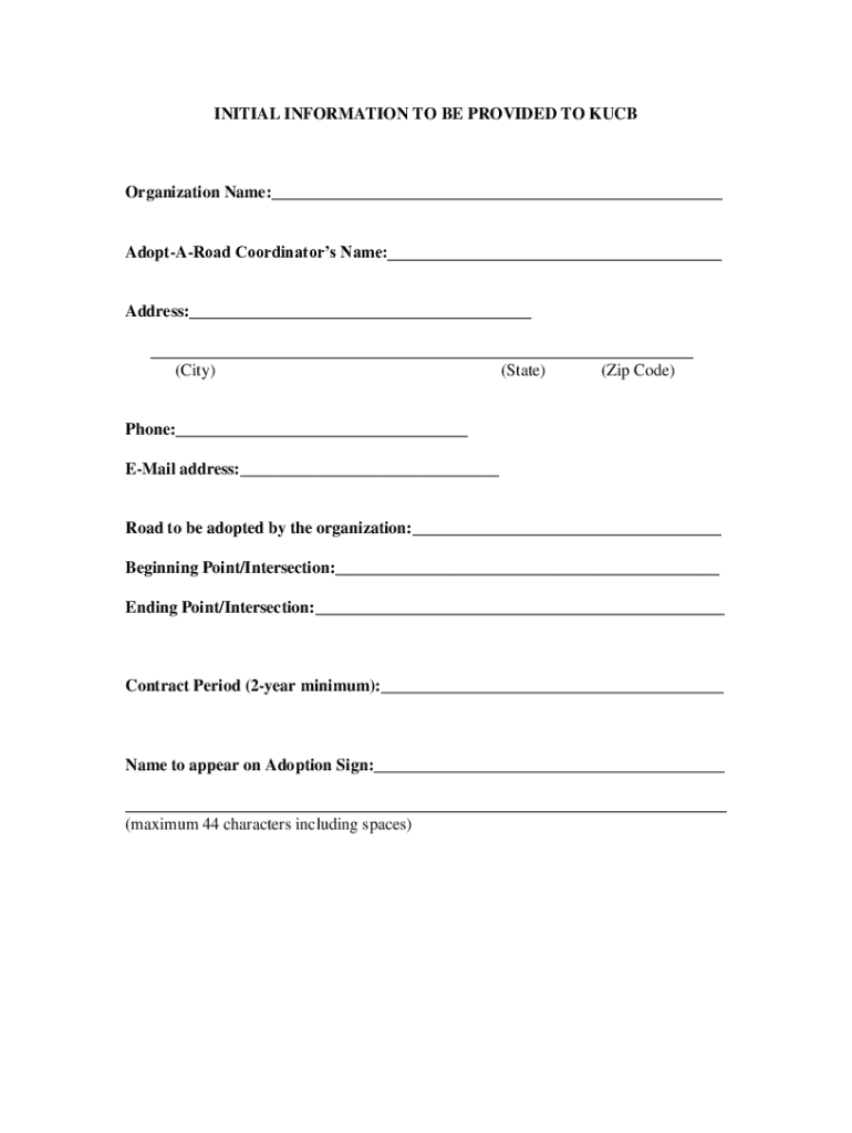 Fillable Online INITIAL INFORMATION TO BE PROVIDED TO KUCB Fax Email Print - pdfFiller