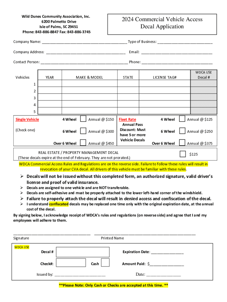 Fillable Online 2024 Commercial Vehicle Access Decal Application Fax ...