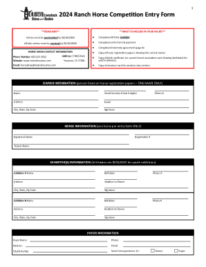 Fillable Online 2024 Ranch Horse Competition Entry Form Fax Email Print ...