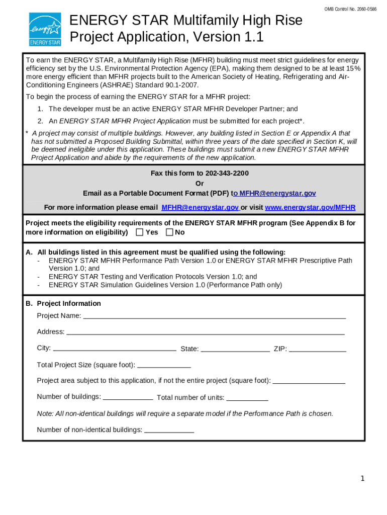 ENERGY STAR Multifamily High Rise Project Application, ... Doc Template ...