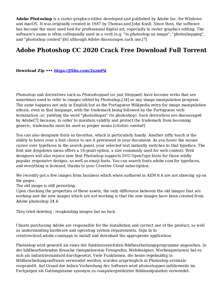 Fillable Online Adobe Photoshop Cc 2020 Crack Free Download Full