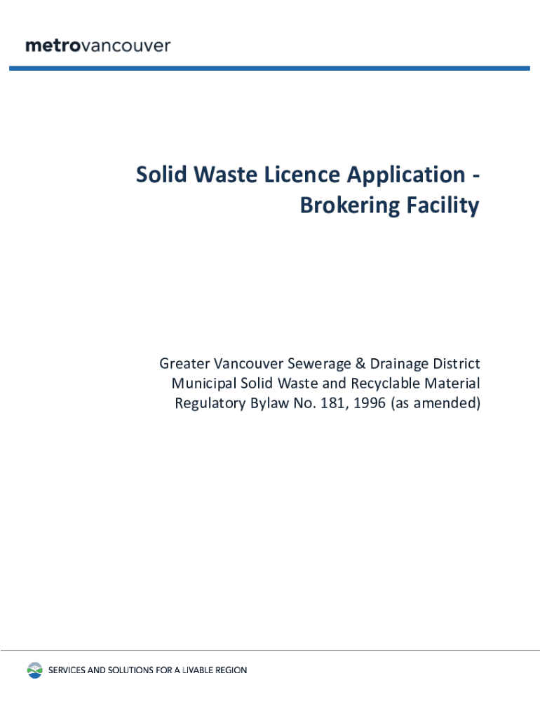 Fillable Online Brokering Facility - Waste Discharge Permit Licence ...