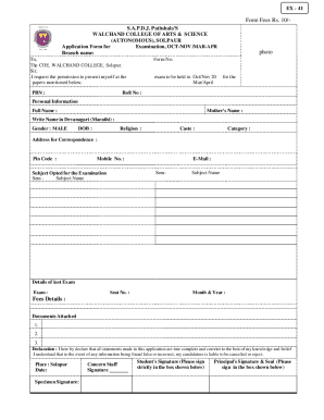 Fillable Online 2101 Form No. 36 I undersigned student of WCE, Sa Fax ...