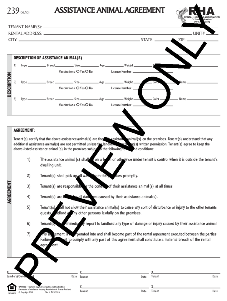 Fillable Online mo3 : assistance animal agreement Fax Email Print ...