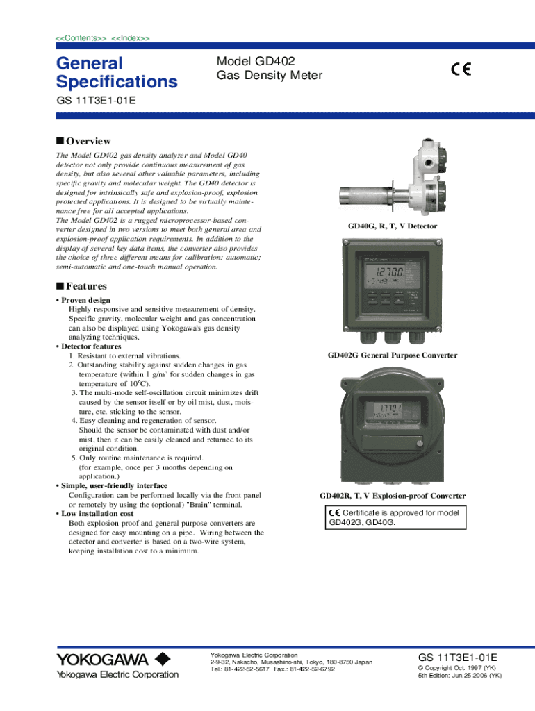 Fillable Online Model GD402 Gas Density Meter. GS 11T03E01-01E053 Fax ...