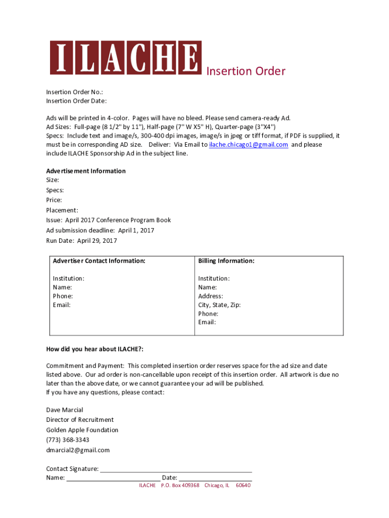 Fillable Online Advertising/Marketing Order Form Fax Email Print ...