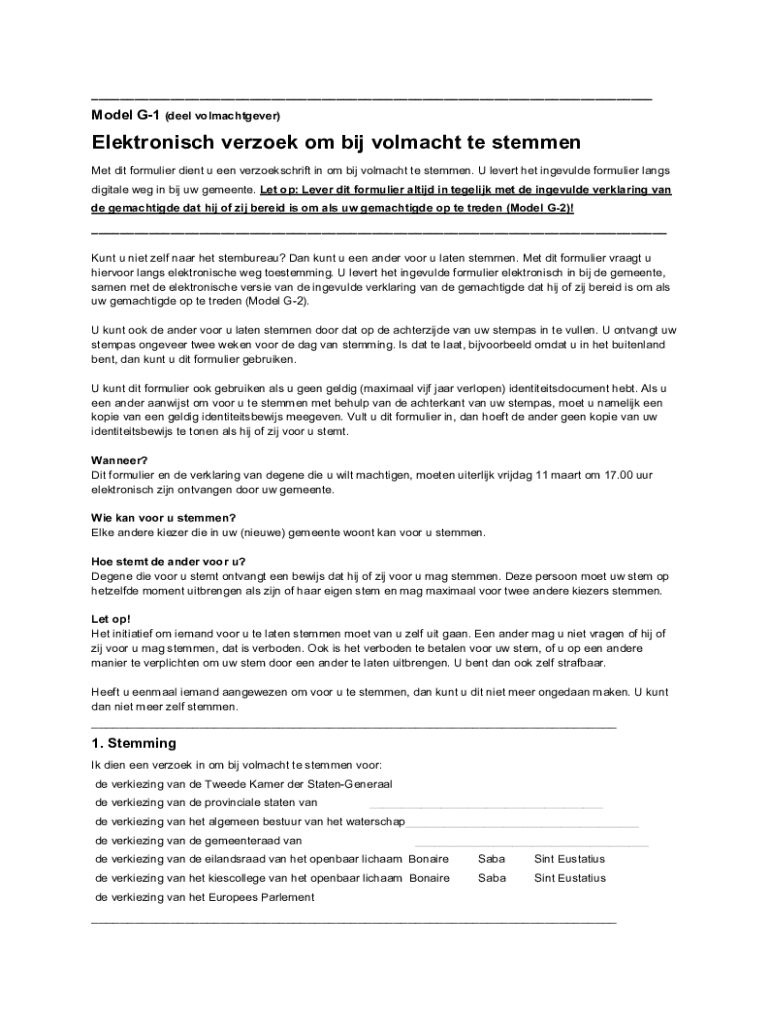 Invulbaar Online Model G-1 (deel volmachtgever) Faxnummer Email ...