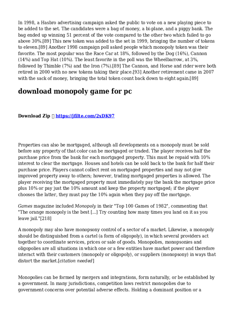 Fillable Online The Evolution of Monopoly Playing Pieces Over the Years ...