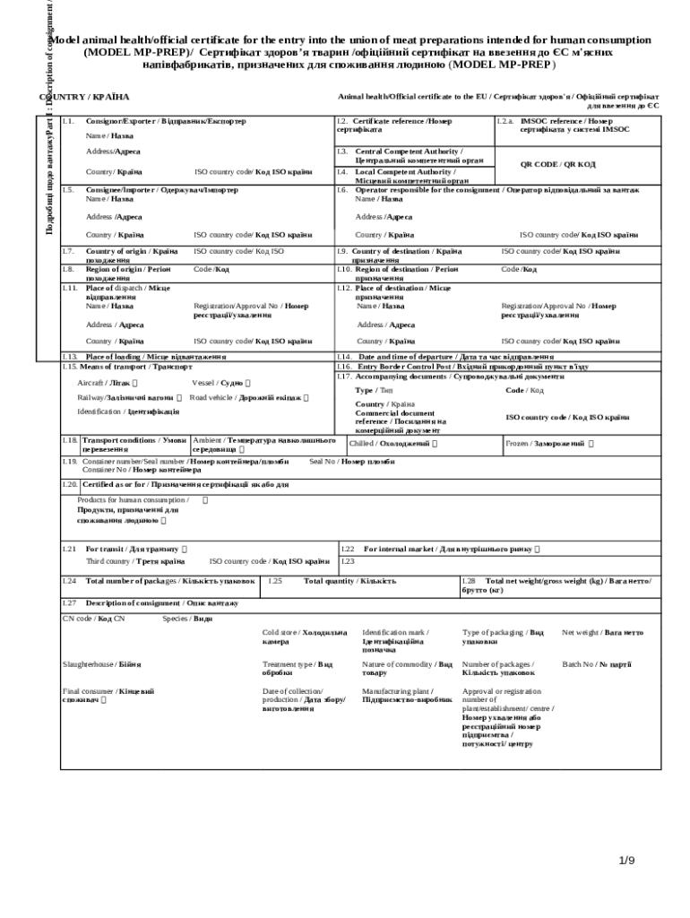 Model health certificate for meat preparations intended for ... Doc ...