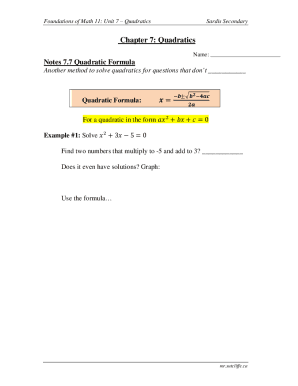 Fillable Online Quadratic Equations Questions with Solutions Fax Email ...