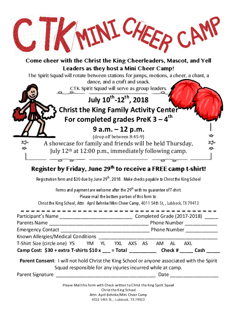 Fillable Online Mini Cheer Camp Registration Form.docx Fax Email Print ...