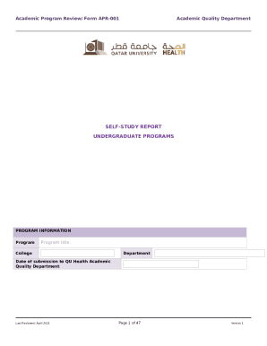 Organization of the Unit Self-Study Report Doc Template | pdfFiller