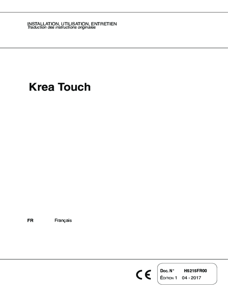 Remplissable En Ligne Necta Krea Touch : manuel technique Fax Email Imprimer - pdfFiller