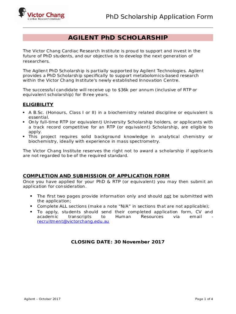 Agilent-PhD-Scholarships-Application-. ... Doc Template | pdfFiller