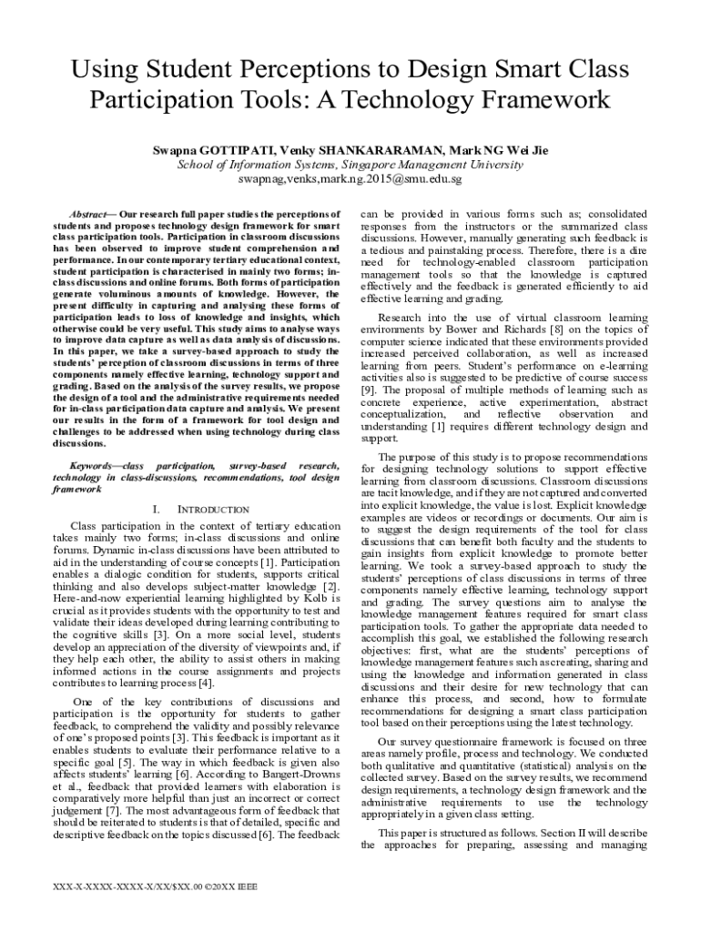 Fillable Online Using student perceptions to design smart class ... Fax Email Print - pdfFiller