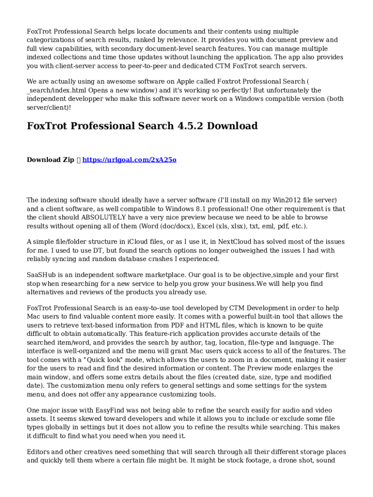 Fillable Online Foxtrot Professional Search discovers content you didn't ... Fax Email Print ...
