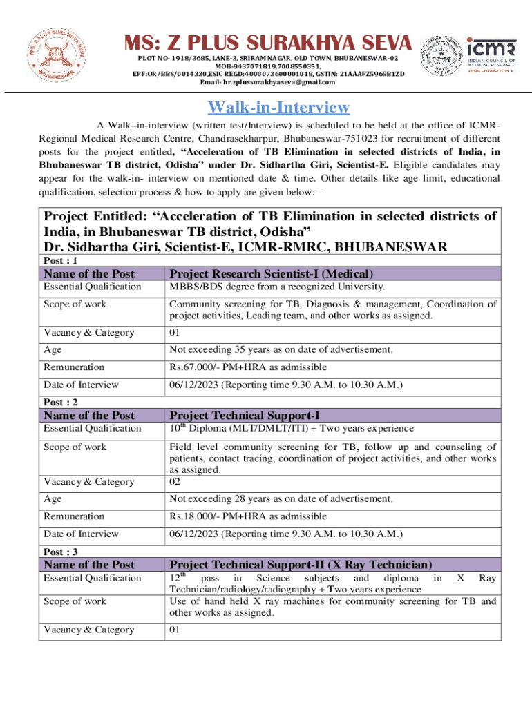 Fillable Online A Walkin-interview (written test/Interview) is ...