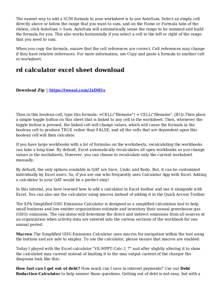 Fillable Online Rd Calculator Excel Sheet Download Fax Email Print ...