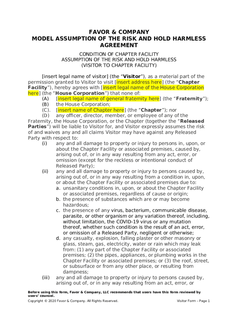 assumption of the risk and hold harmless agreement Doc Template | pdfFiller