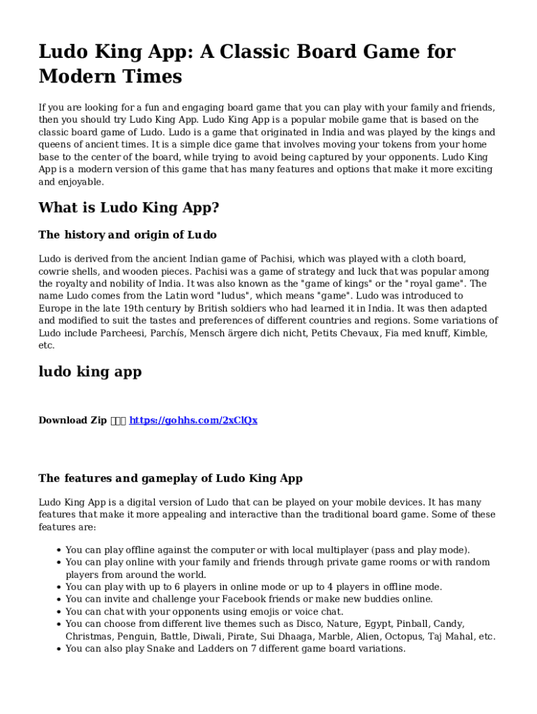 Fillable Online Ludo Board Game for family and 1.9 Free Download Fax ...