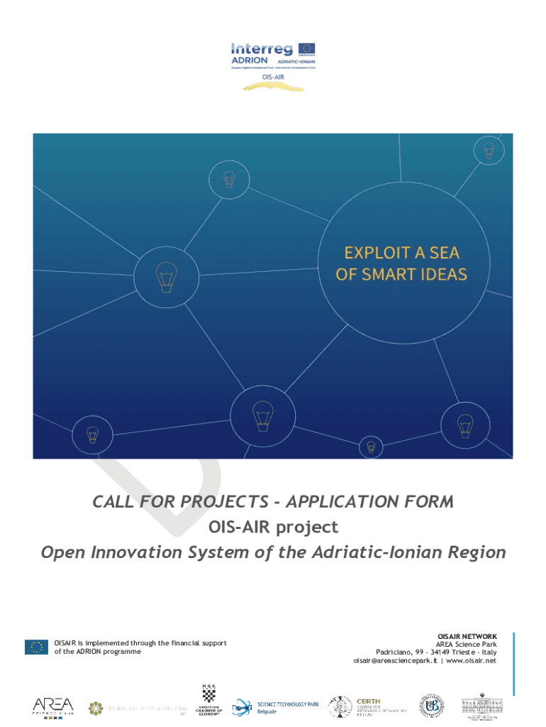 Fillable Online APPLICATION FORM OIS-AIR project Open Innovation ...