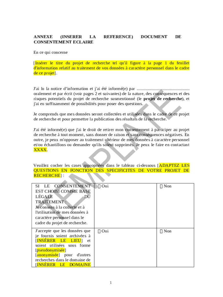 Note d'ination et consentement des patients participant... Doc Template ...