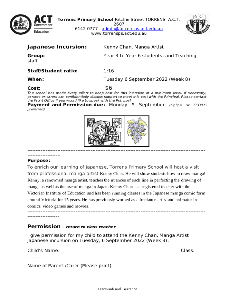 Japanese Incursion Doc Template | pdfFiller