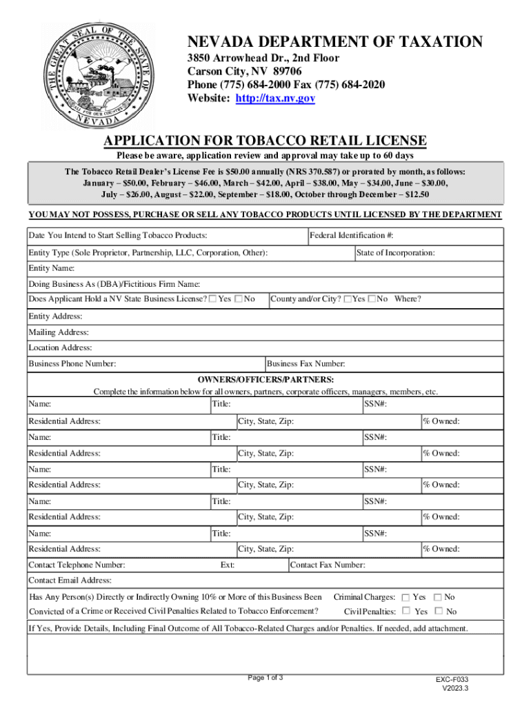 Fillable Online APPLICATION FOR TOBACCO RETAIL LICENSE Fax Email Print ...