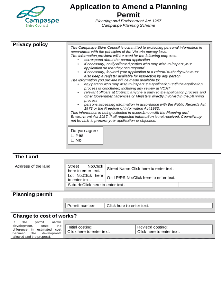 AMEND a Planning Permit - NET Doc Template | pdfFiller