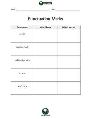 Fillable Online Punctuation for Kids: Period, Exclamation Mark ...