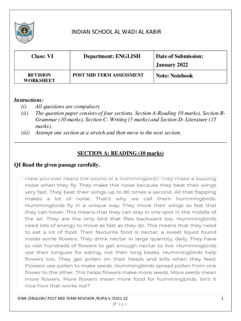 Fillable Online Worksheet - VI 2022-2023 English Fax Email Print - pdfFiller