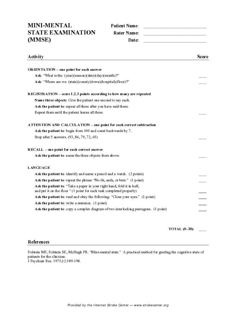 Fillable Online mini exam 1 WK 1.docx - Mini-Mental State Examination ...