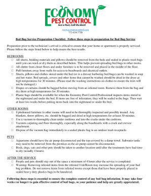 Fillable Online client preparation sheet for bed bug services Fax Email ...