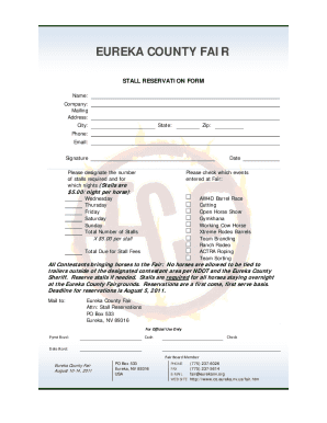 Fillable Online race stall reservation form Fax Email Print - pdfFiller