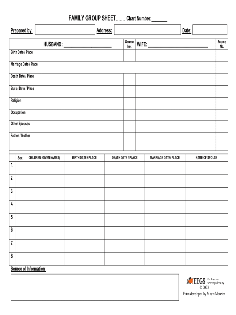 Fillable Online Family Group Sheet Pdf - Fill Online, Printable ...