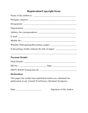 Fillable Online Registration/Copyright form: Fax Email Print - pdfFiller