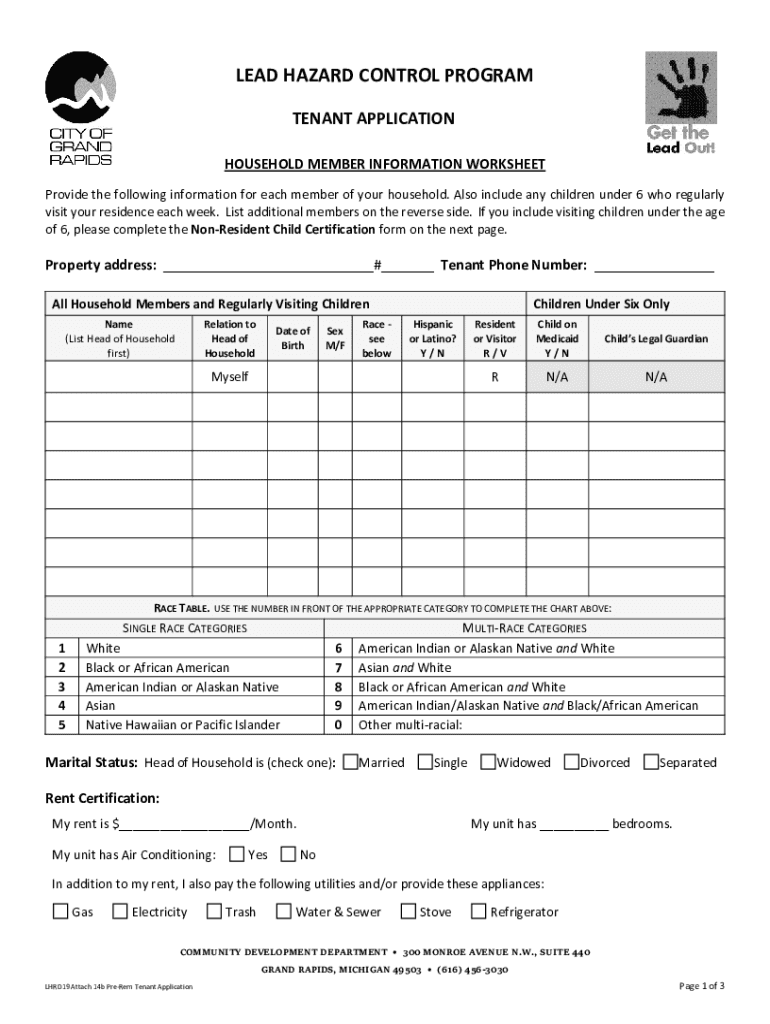 Fillable Online lead hazard control program - tenant application Fax ...