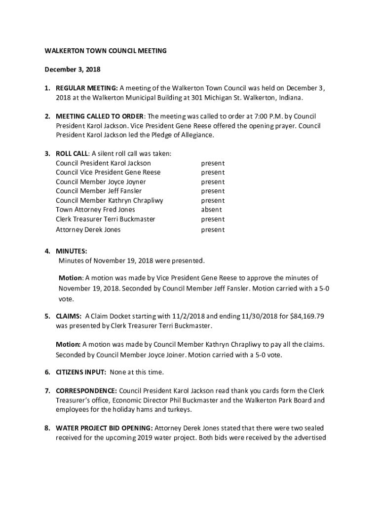 Fillable Online ROLL CALL: A silent roll call was taken: Fax Email ...