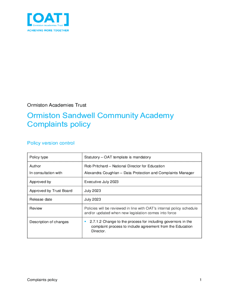 Fillable Online ormistonsandwell org Ormiston Sandwell Community ...