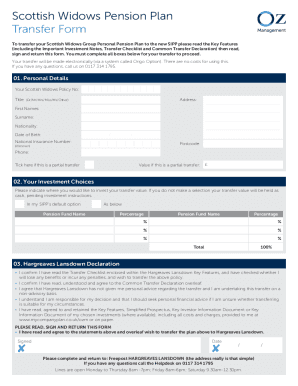 Fillable Online Scottish Widows Pension Plan Transfer Form Fax Email ...